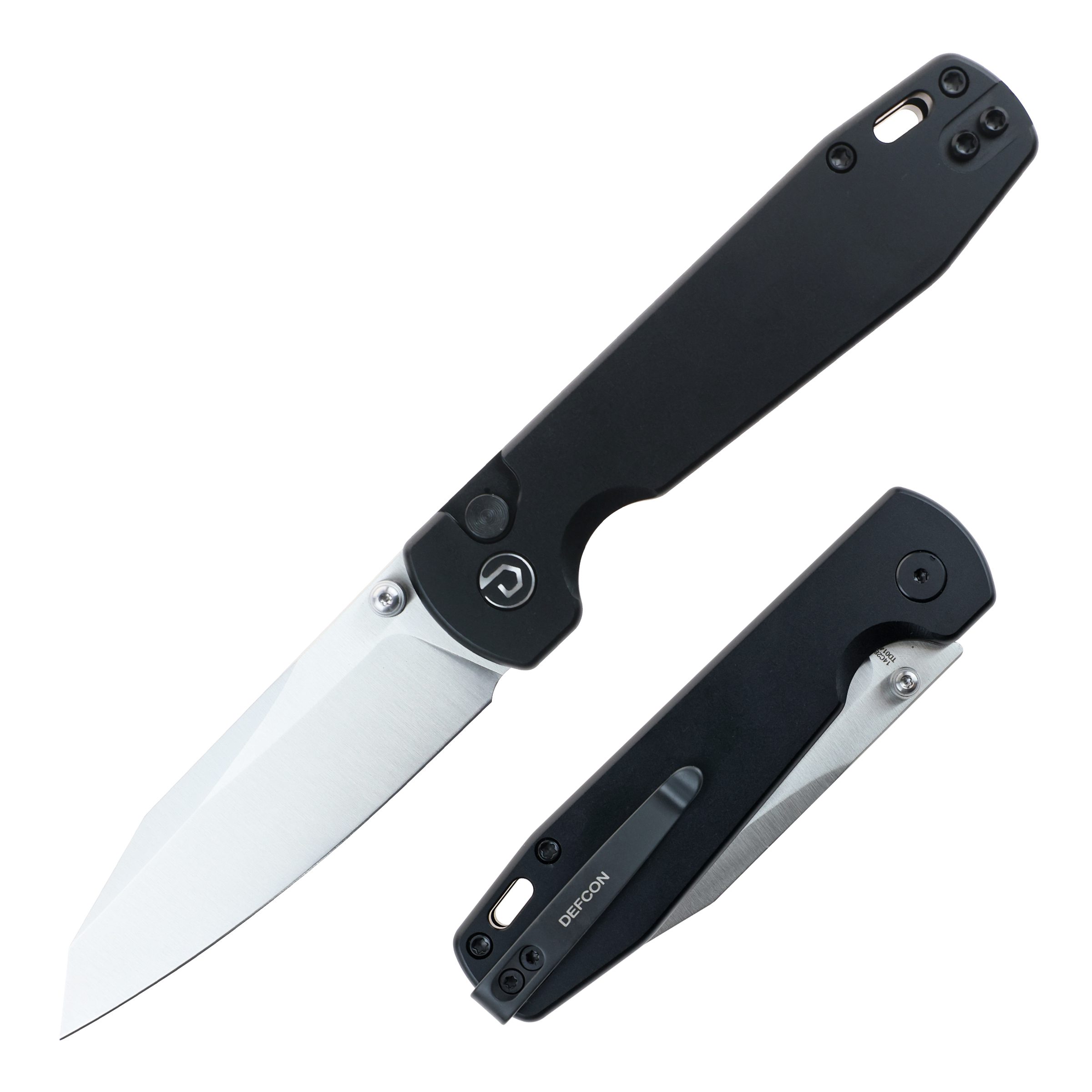 TOP QUEST - DEFCON 7.5" Button Lock Aluminum Folding Knife-Black