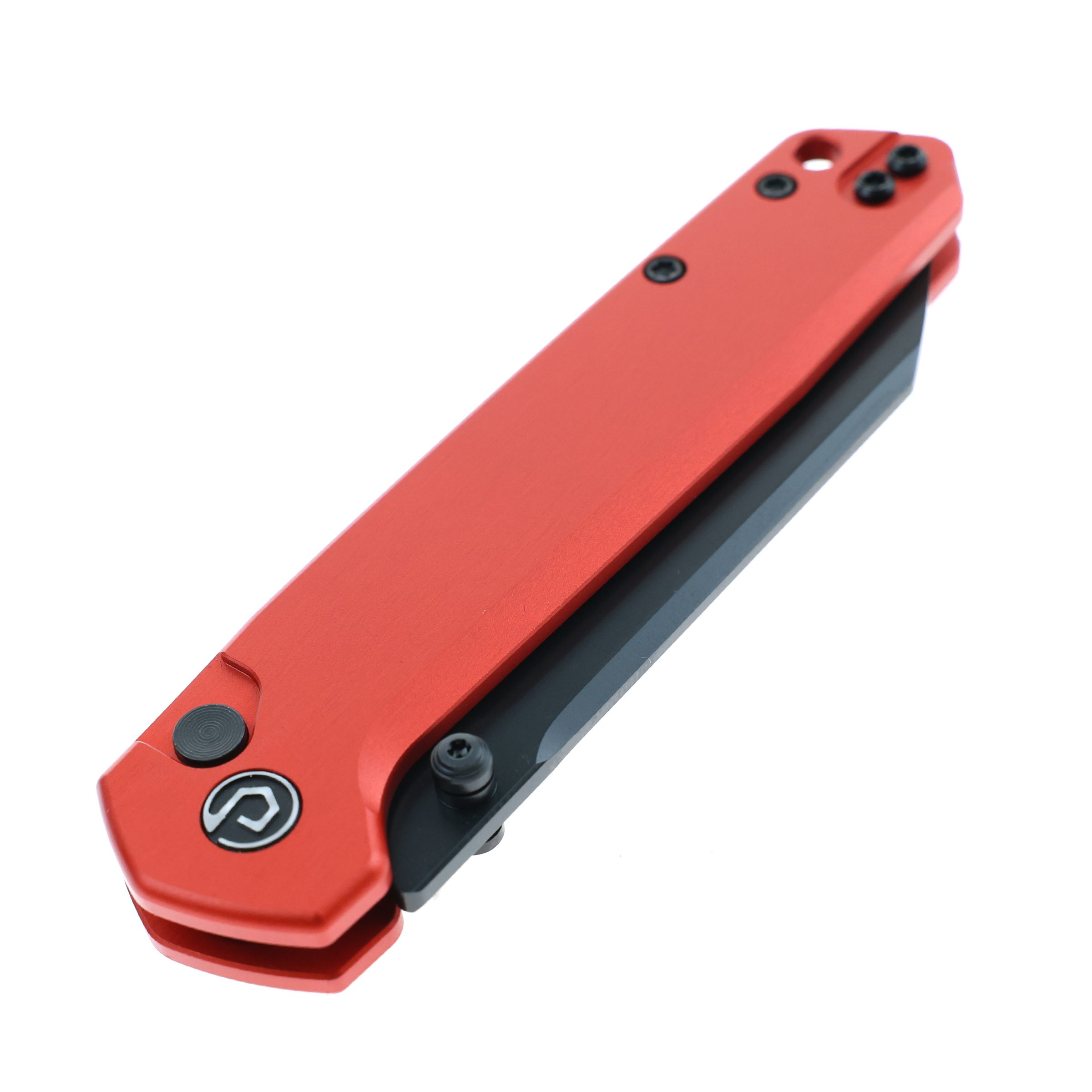 TOP QUEST - DEFCON 7.75" Button Lock Aluminum Folding Knife-Red