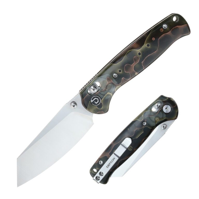 TOP QUEST - DEFCON 7.25" Axis Lock Marble Resin Handle Folding Knife ...